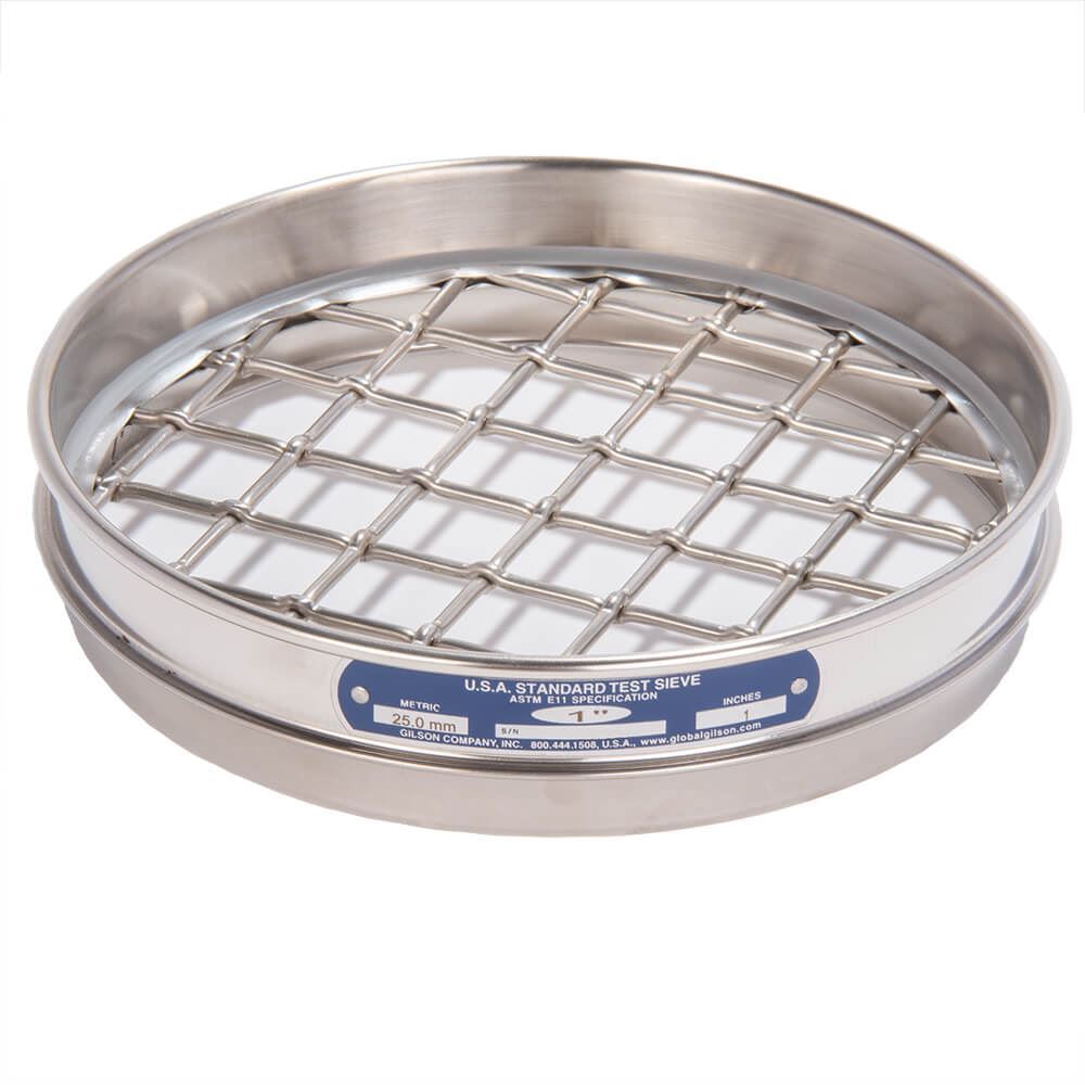 8" Sieve, All Stainless, Half Height, 1" - Gilson Co.